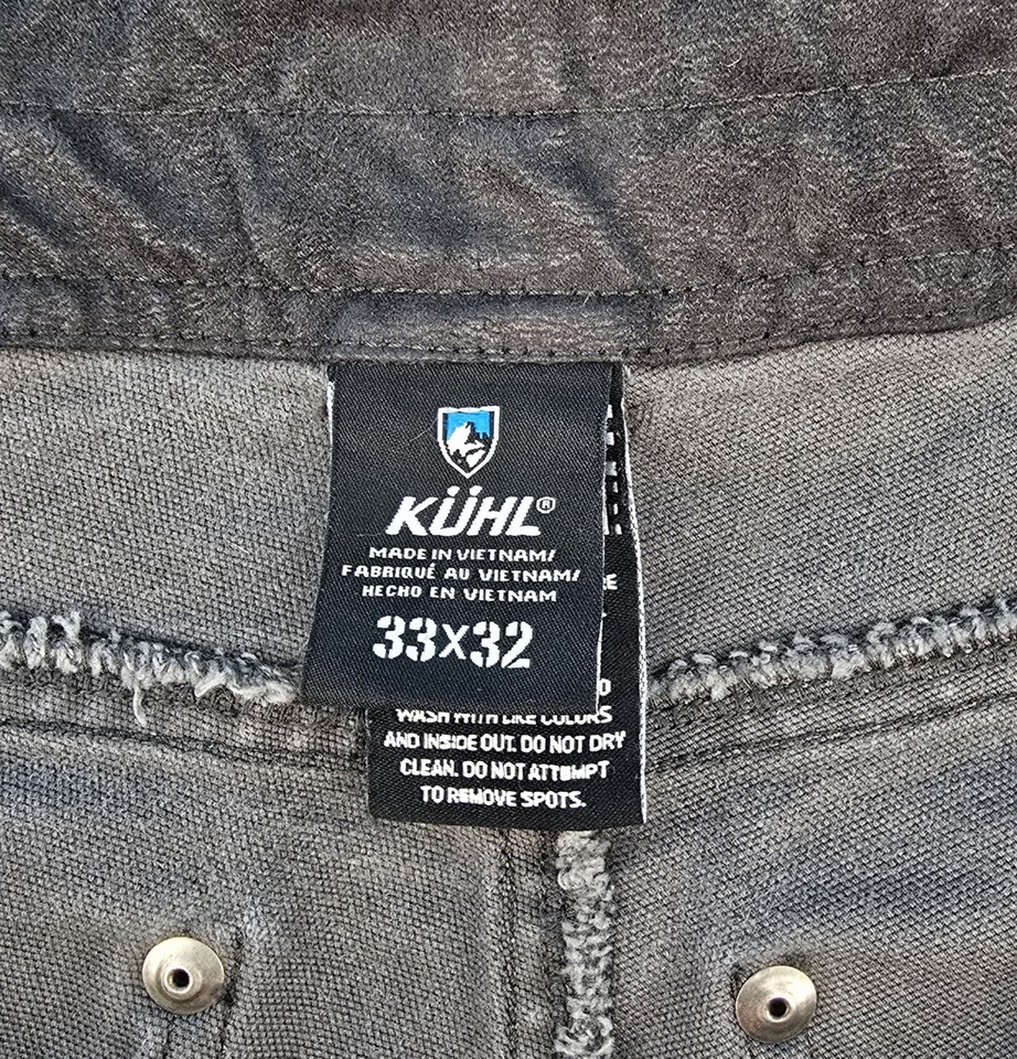 Kuhl 'The Law Jean' Pants Mens 33×32 Gray Patina Dye Canvas Durable ...