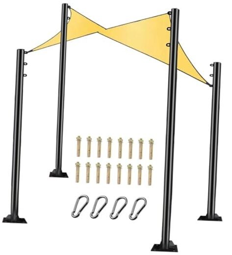 Sun Shade Sail Pole - 9Ft Outdoor Sunshade Sail Post Support Awning ...