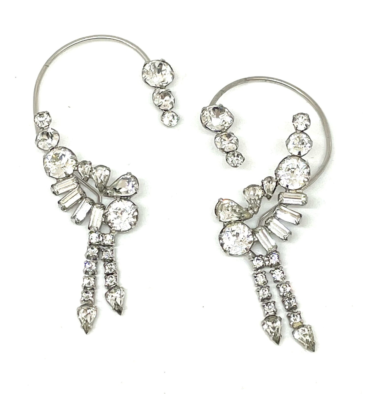 Vintage Dangle Rhinestone Around the Ear Earrings Uns… - Gem