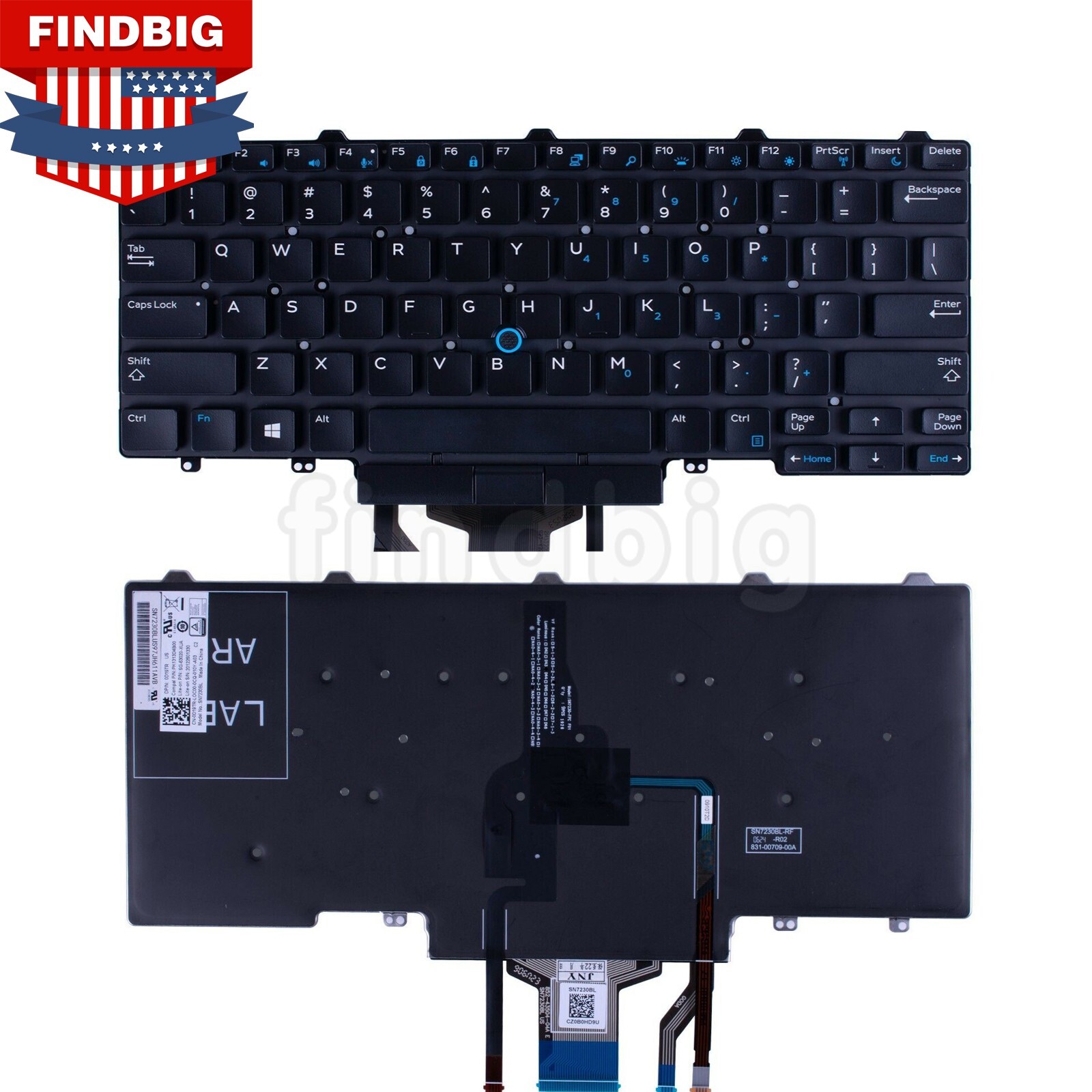 US Backlit Keyboard for Dell Latitude E5450 E5470 E5480 E7450 E7470 ...