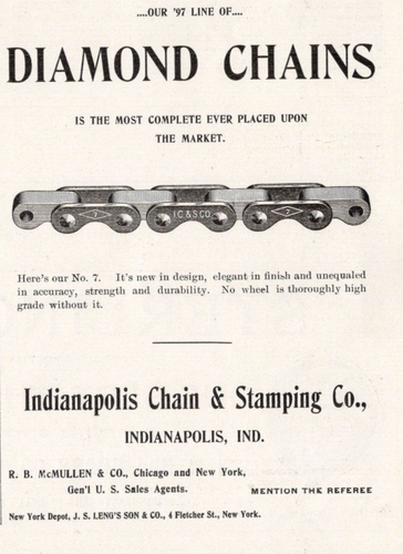 1896 Print Ad Diamond Bicycle Chains Indianapolis Chain & Stamping Co ...
