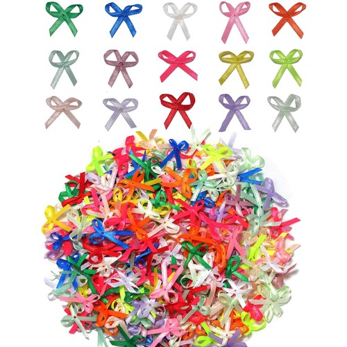 300PCS Mini Satin Ribbon Bows for Crafts DIY Tiny Bows for Cardmaking ...