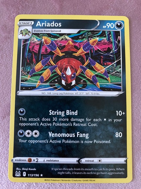Pokémon TCG Ariados Sword & Shield - Lost Origin 113/196 Regular Rare ...