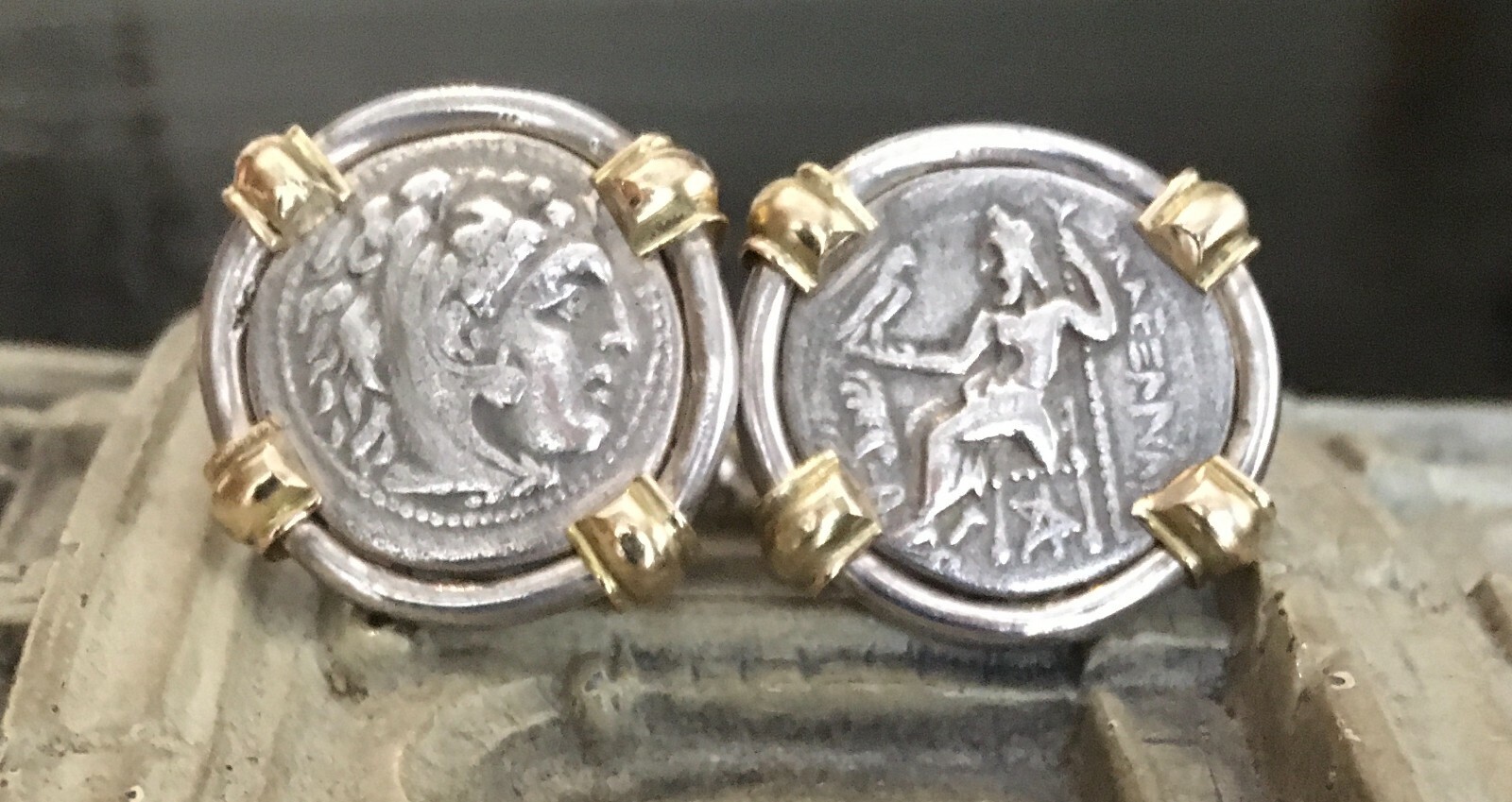 Treasure Coin Authentic Ancient Greek Alexander the Great Cufflinks 336 ...