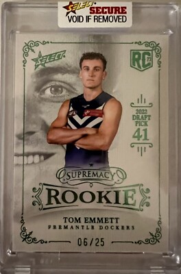 2023 AFL Select Supremacy Rookie Green Trading Card Tom Emmett Dockers ...