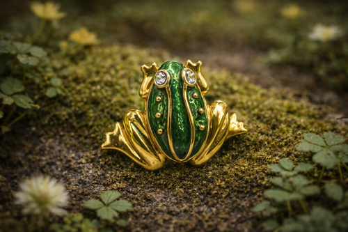 Vintage Avon Frog Brooch Pin – Green Rhinestone Enamel Gold Tone ...