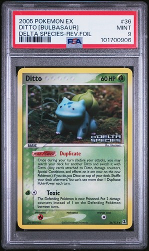 PSA 9 Bulbasaur Reverse Holo 36/113 EX Delta Species 2005 Pokemon Card ...