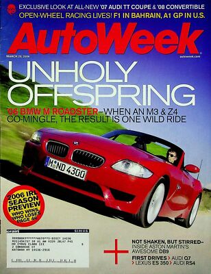 AutoWeek Magazine March 20, 2006 '06 BMW M Roadster, Aston Martin DB9 ...