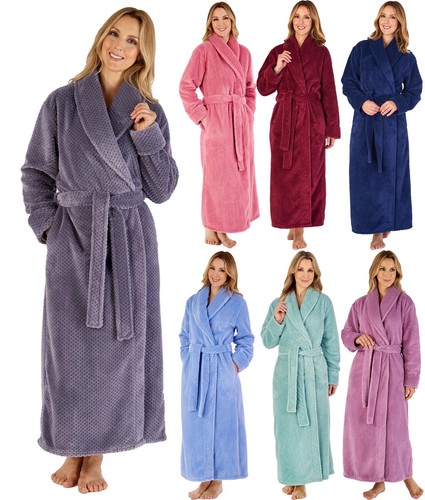 Slenderella Luxury Waffle Robe Soft Coral Fleece Shawl Collar Wrap ...