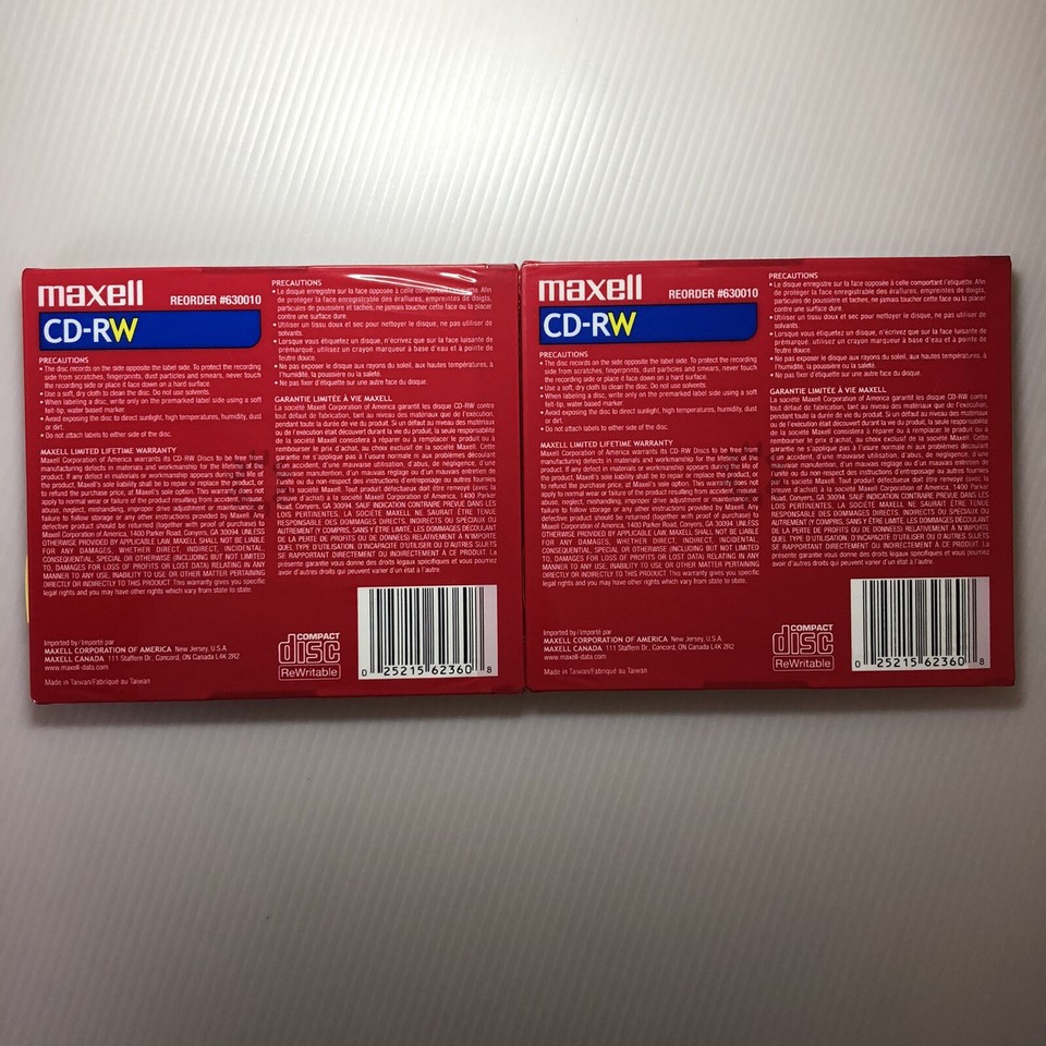 Maxell CD-RW 650MB Rewritable CD 74 Minutes NEW Factory Sealed X 2 | eBay