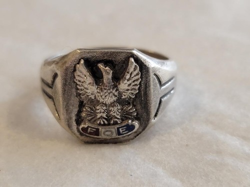 Vintage Fraternal Order of Eagles FOE sterling silver ring, size 8.25 ...