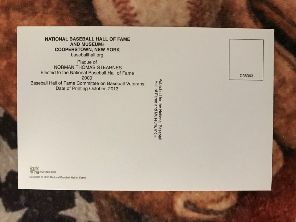 Turkey Stearnes Postcard- Baseball Hall of Fame Induction Plaque ...