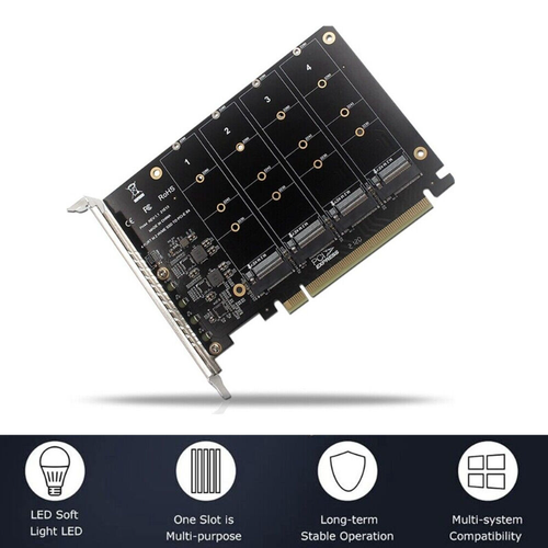 4 Port NVMe to PCIE Adapter Card M.2 NVME to PCIe X16 Adapter 4X32Gbp M ...
