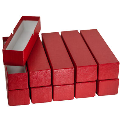 10 9" Single Row Red Coin Storage Box Cardboard Flip Holder Boxes ...