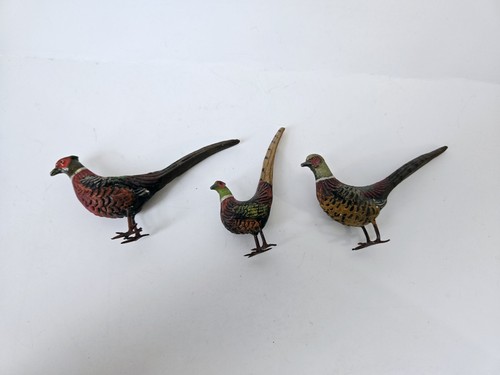 Vintage village animal putz Germany composition wire legs pheasant bird ...