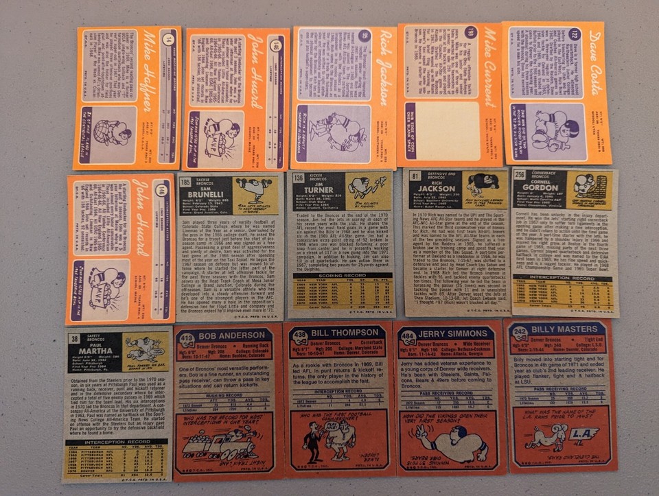 1971 Topps Football Lot Of 15 Denver Broncos NFL 1970 1971 | eBay