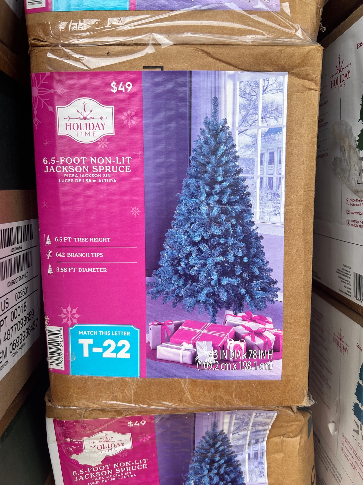 Holiday Time 6.5 Foot Non-Lit Jackson Spruce Green Christmas Tree 54071 ...