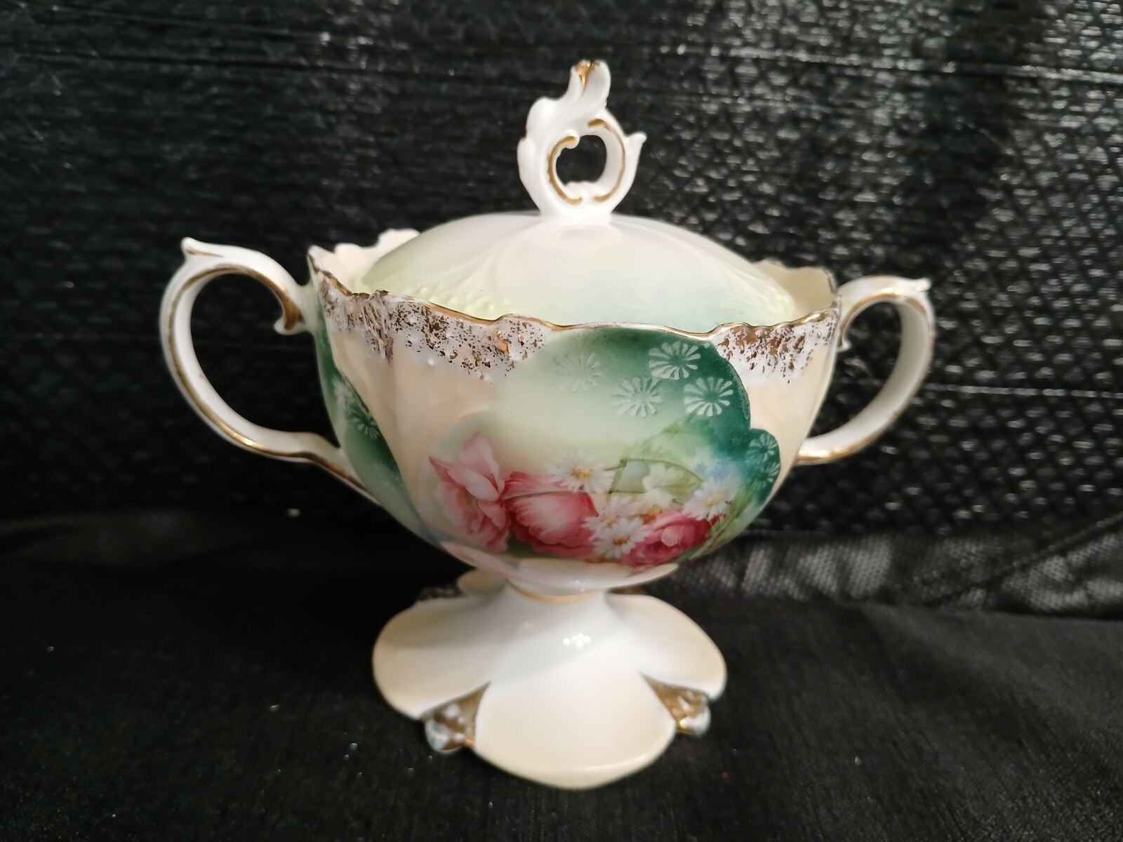 R.S. Prussia Rose Pattern Sugar Bowl With Lid - Square Base | eBay