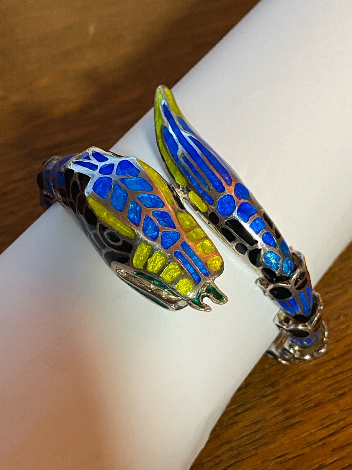 Enamel Sterling Silver Snake Bracelet - Gem