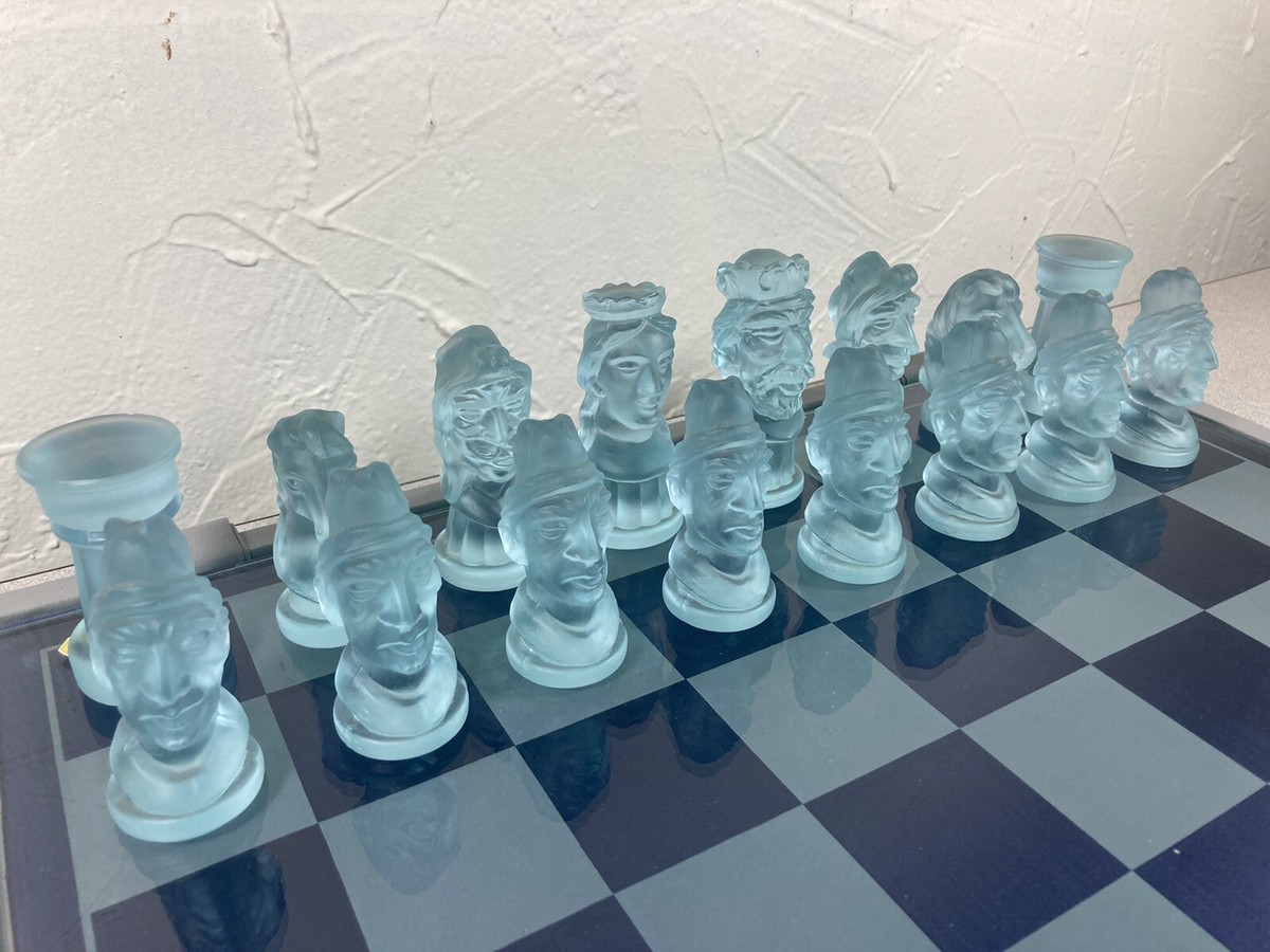 Blue Glass Chess Set