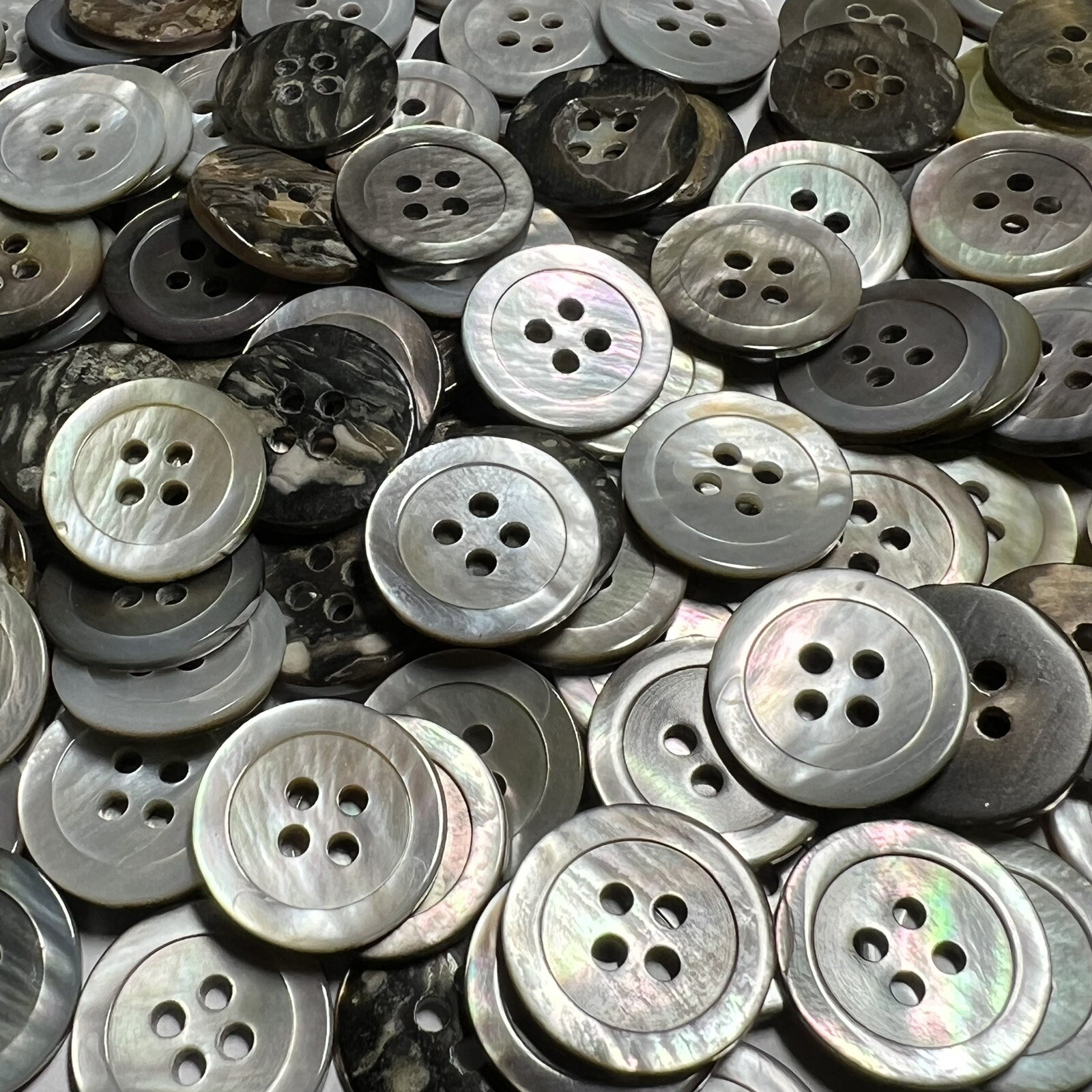 Real MOP/Mother Of Pearl Shell Button Smoke-Rainbow Classic Rim 18mm 11 ...