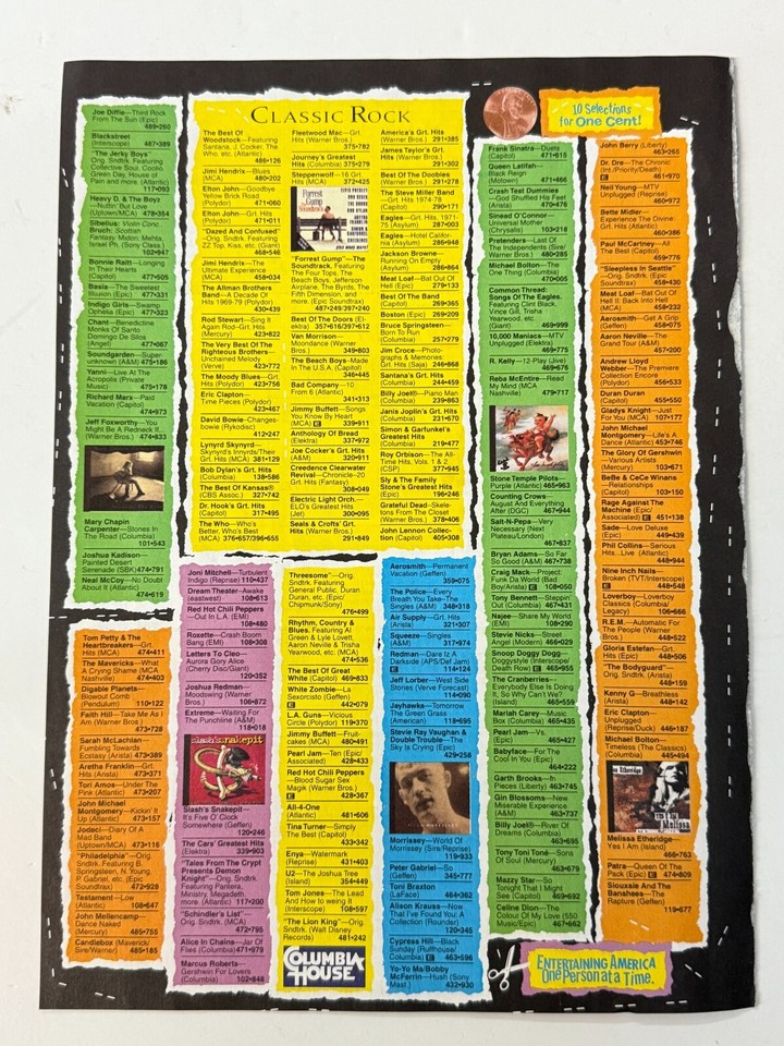 Vintage 1995 Columbia House Music Club Cassette CD Advertisement Print ...