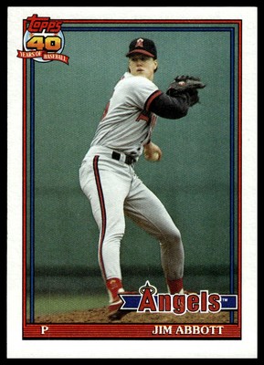 1991 Topps #285 Jim Abbott California Angels | eBay