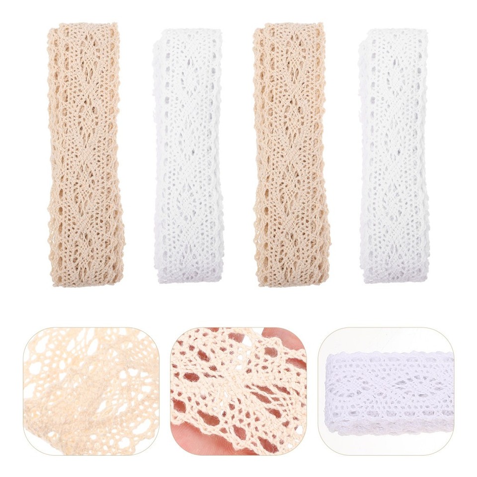 4 Rolls Cotton Embroidery Flower Lace Trim Vintage Ribbon Clothes Decor ...