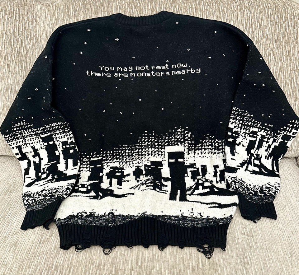 Very Cool Shirtz Minecraft Monsters Nearby Knit Sweatshirt Size M NEW ...