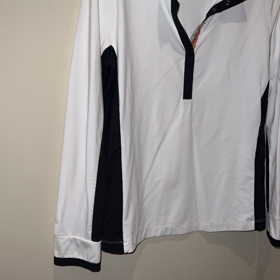 Greg Norman Color block Long Sleeve Golf Top Sz Large White Shirt $89 ...