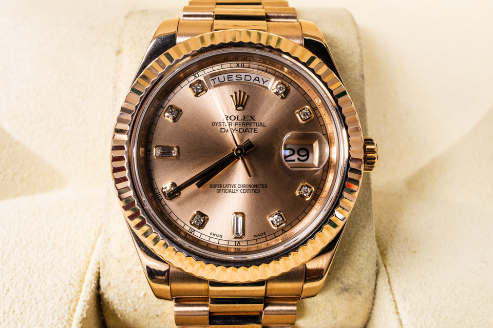 Rolex Day Date 41mm Champagne Dial Baguettes FACTORY 218235 Complete ...