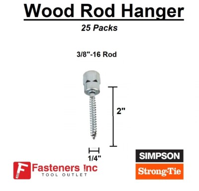 25 PCS Simpson Strong-Tie RWV37200 - 3/8" Rod Hanger for Wood Vertical ...