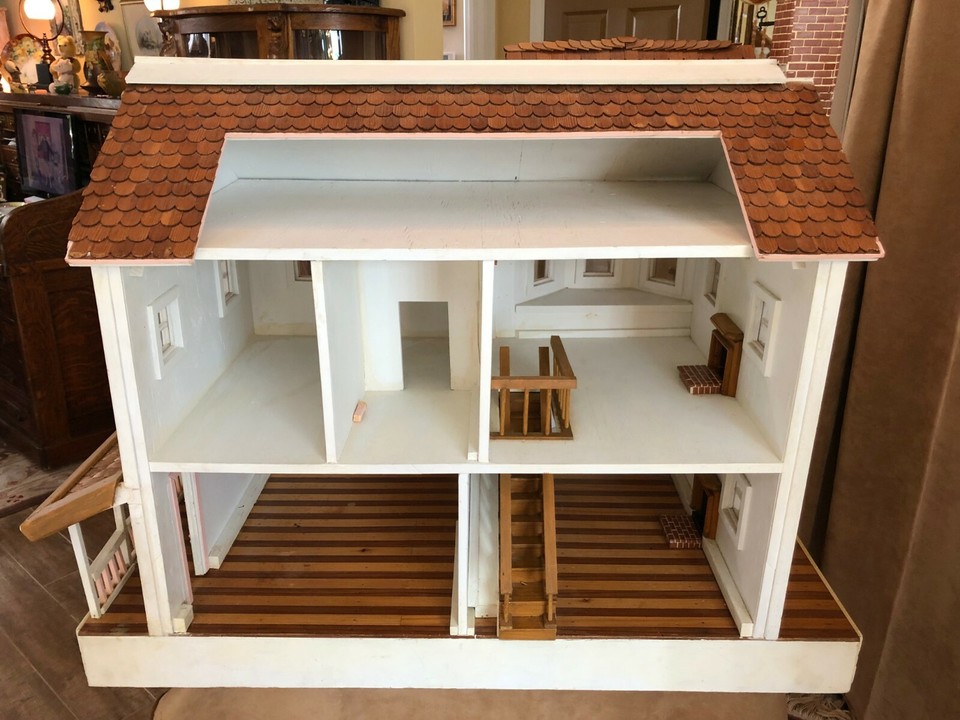 Vintage Handmade Dollhouse Folk Art storybook cottage wood doll antique ...
