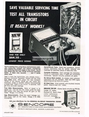 1968 Sencore TR15A Transistor Tester TV Radio Hi-Fi Test Equipment ...