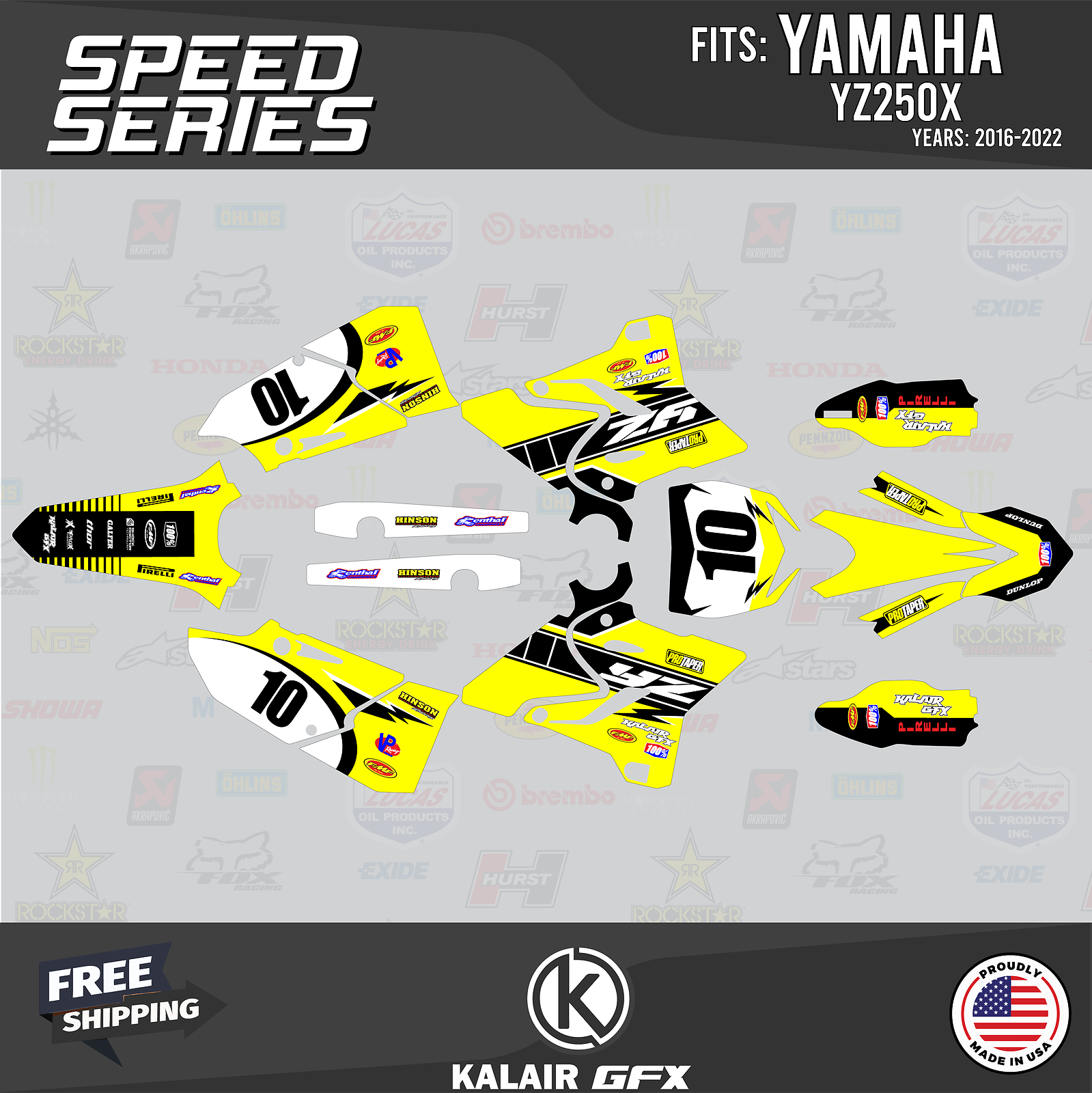 Graphics Kit for Yamaha YZ250X (2016-2022) Speed-Yellow | eBay