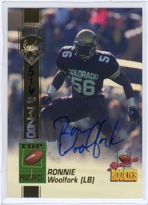 1994 Signature Rookies Football Authentic Signature Ronnie Woolfork ...