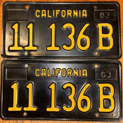 1963 California License Plate pair set Vintage Plates | eBay