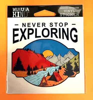 NEVER STOP EXPLORING HIKING OUTDOORS 4" VINYL DECAL STICKER FREE SHIP ...