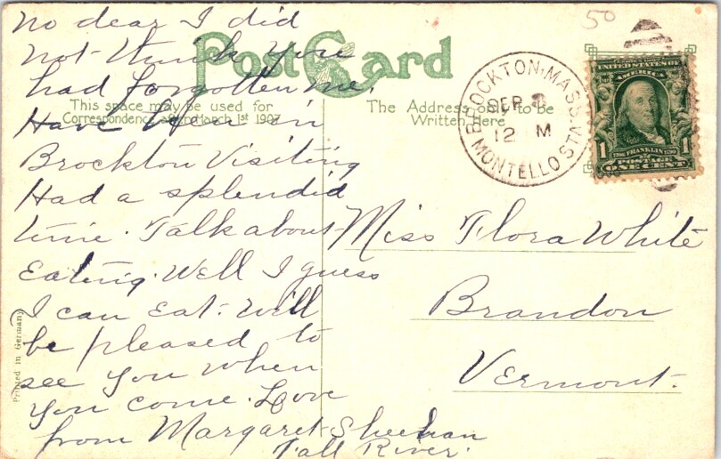 Vintage Postcard Whitman School Brockton Massachusetts MA dated 1908 ...