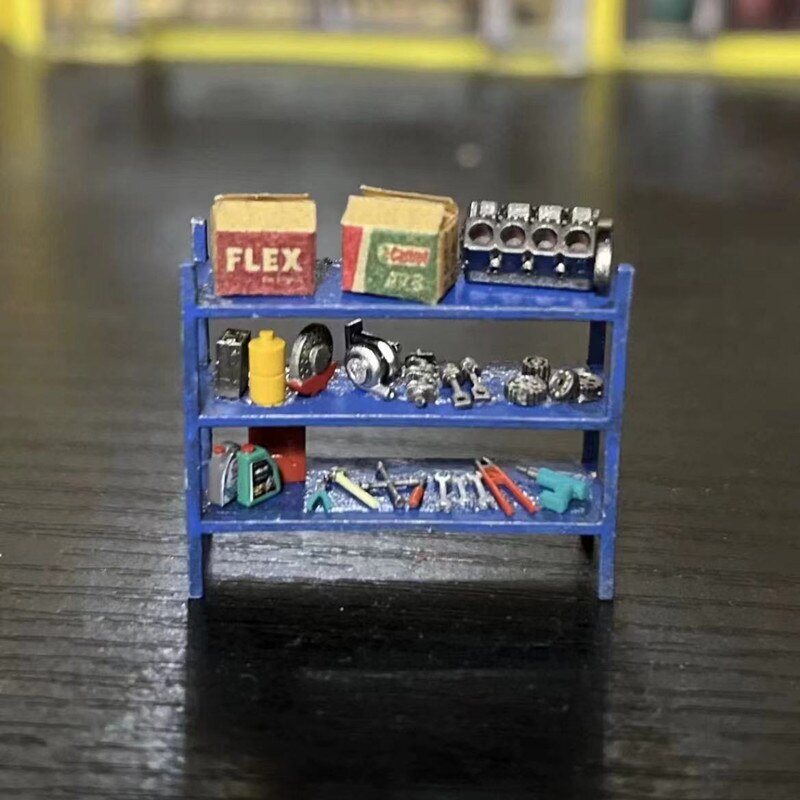 Miniature 1/64 Diorama Car Garage Props Model Car Workshop Repair Tool ...