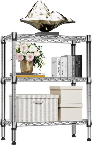 3-Tier Storage Shelving Unit Metal Wire Racks Chrome Shelf Organizer ...