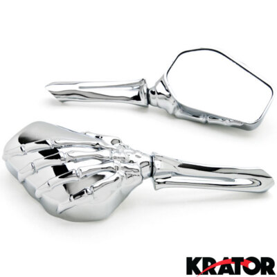 Custom Chrome Skull Bone Skeleton Hand Mirrors For Motorcycle Cruiser Chopper | eBay