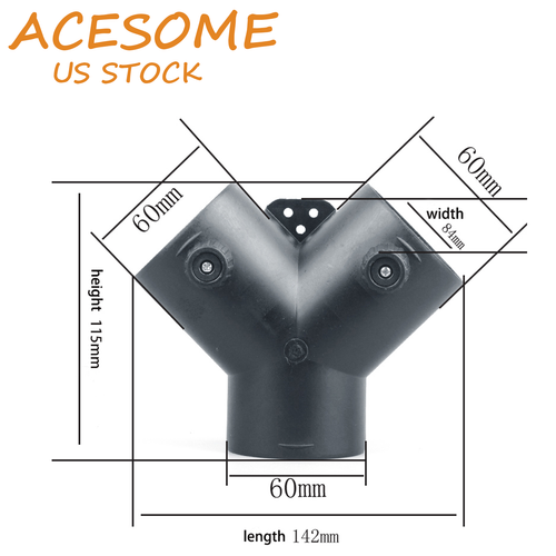 60mm Car Heater Warm 3 Way Air Ducting Elbow Pipe Y Shape Outlet ...