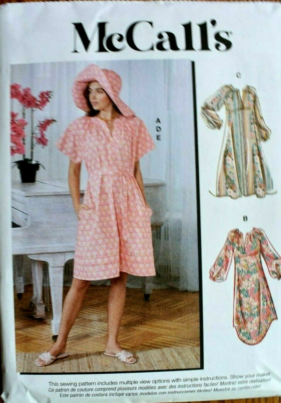 McCalls Pattern 8212 Dress Hat Mask Misses Sizes XSmall Small Medium Un ...