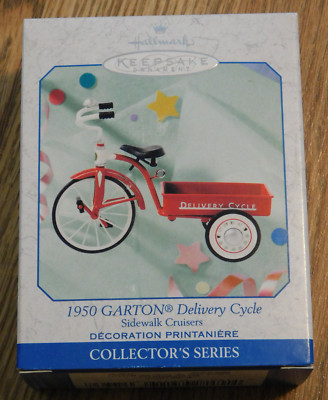 New Hallmark Keepsake Ornament 1950 GARTON Delivery Cycle, Sidewalk ...