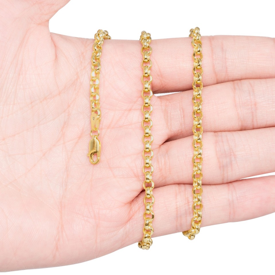 10K Yellow Gold 2mm-5mm Rolo Round Cable Link Chain Pendant Necklace ...