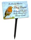 Personalised Memorial Plaque & Stake with Robin Graphic. Aluminium, for ...