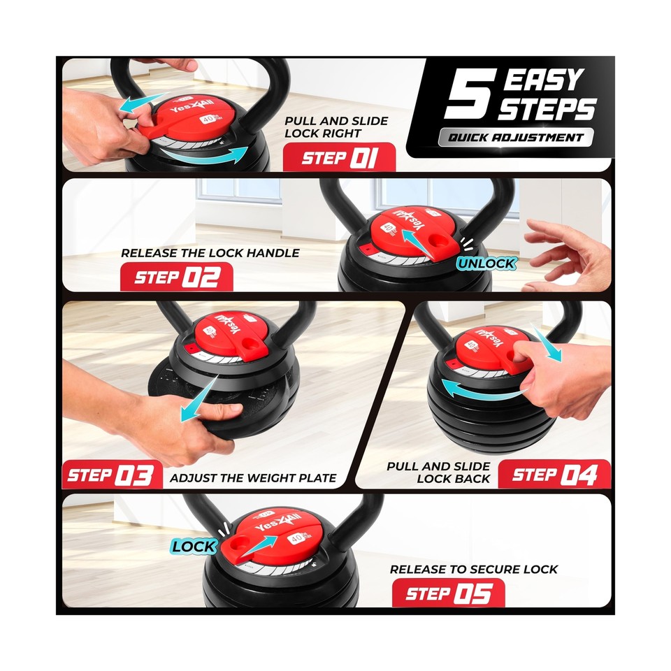 Yes4All Adjustable Kettlebell, Kettle Grip, Kettlebell Handle, Convert ...