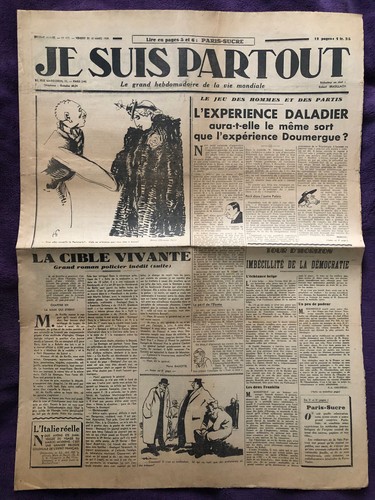 Politique : Journal " Je suis partout " de Brasillach - mars 1939 ...