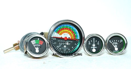 IH Farmall Gauge Set 300 350 Gas Utility Tachometer Temperature Oil ...